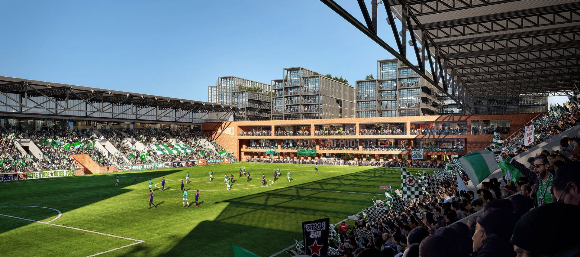 Diálogo con el entorno urbano. Red Star Stadium por Clèment Blanchet ...