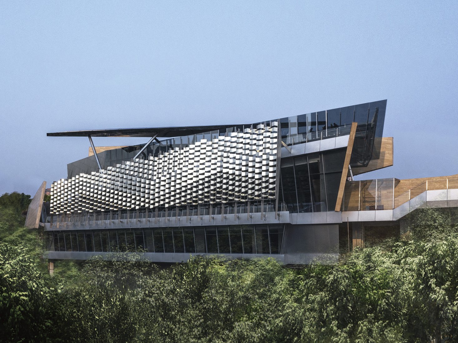 Fragmentation on the cliff. CRCC Chongqing City Park Sales Office by ...