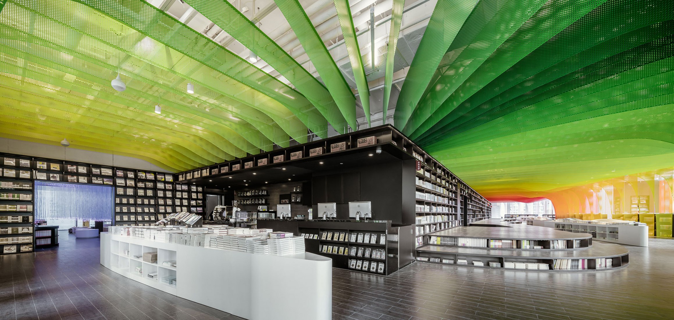 Metal rainbow and 4 amazing spaces, Zhongshu Bookstore by Wutopia Lab ...
