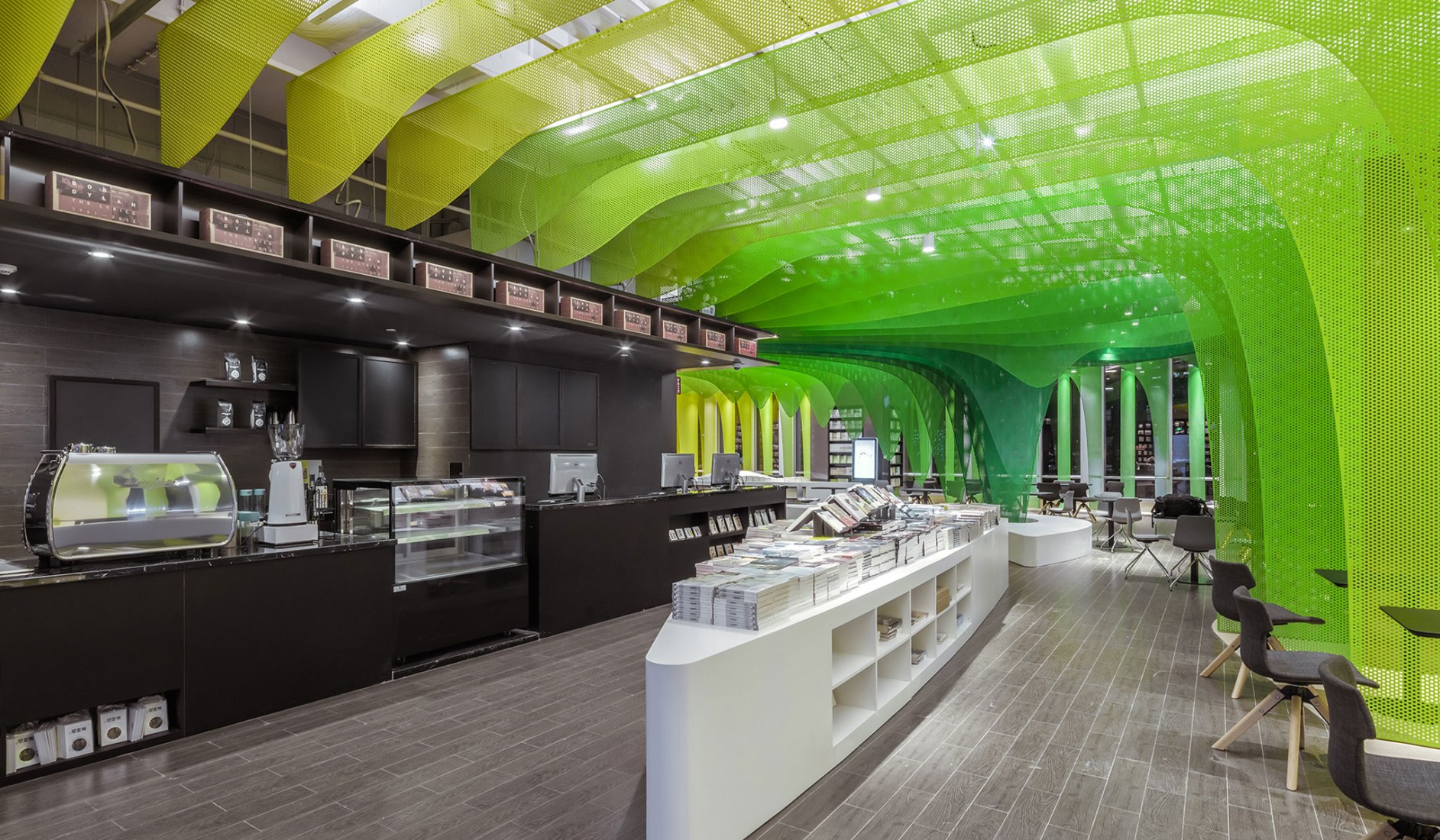 Metal rainbow and 4 amazing spaces, Zhongshu Bookstore by Wutopia Lab ...
