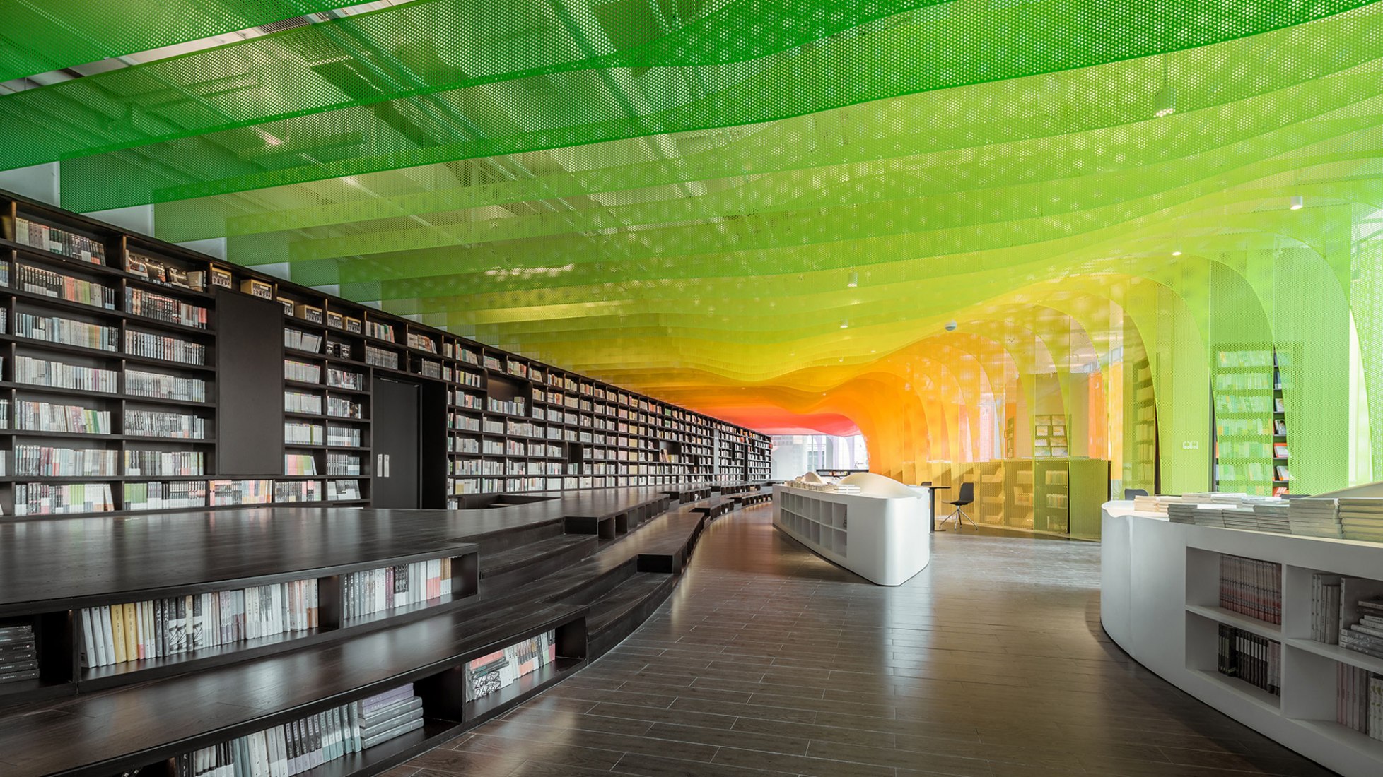 Metal rainbow and 4 amazing spaces, Zhongshu Bookstore by Wutopia Lab ...