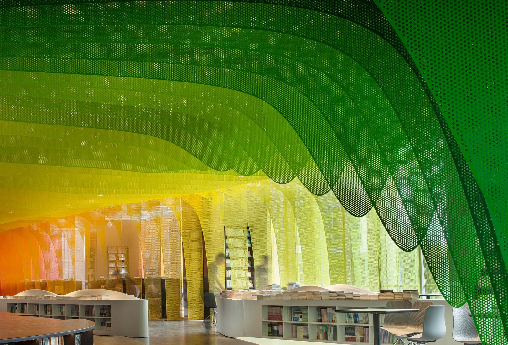 Metal rainbow and 4 amazing spaces, Zhongshu Bookstore by Wutopia Lab ...