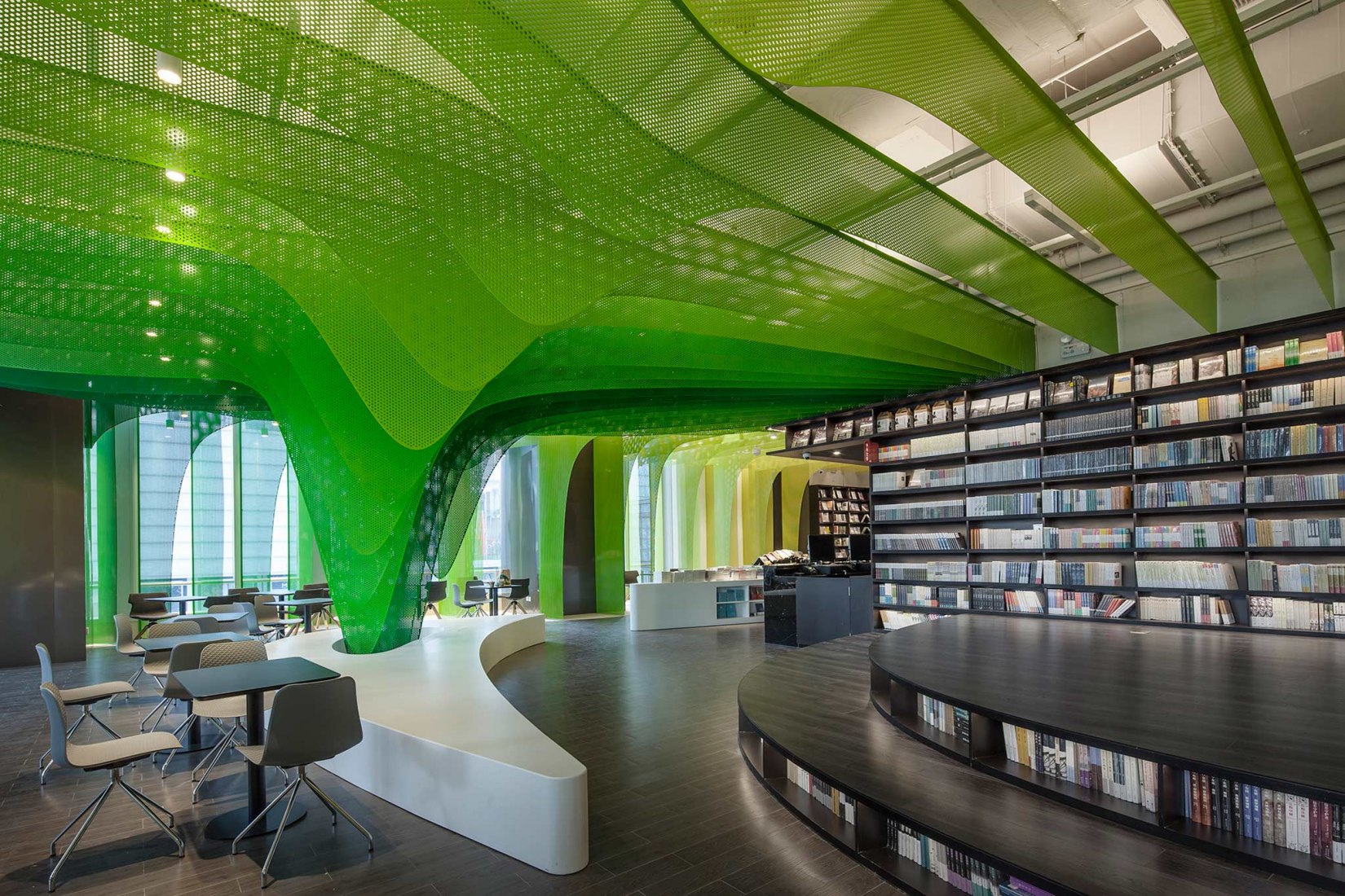 Metal rainbow and 4 amazing spaces, Zhongshu Bookstore by Wutopia Lab ...