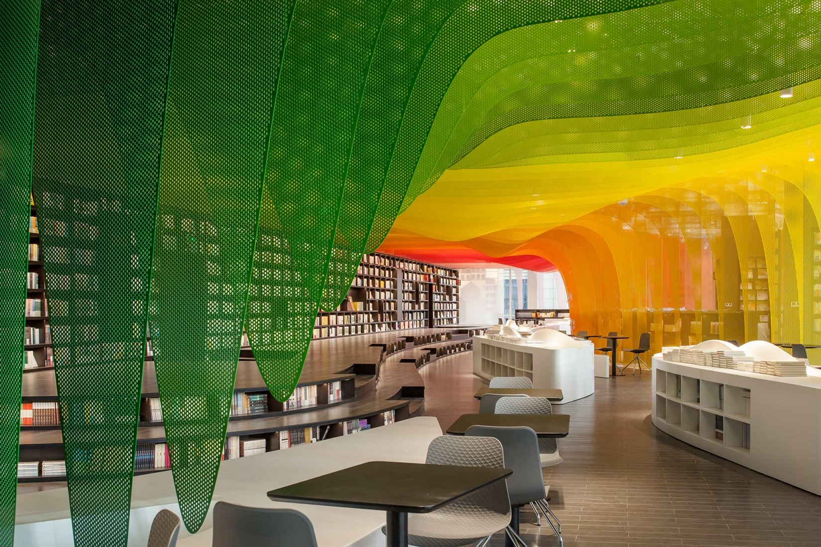 Metal rainbow and 4 amazing spaces, Zhongshu Bookstore by Wutopia Lab ...
