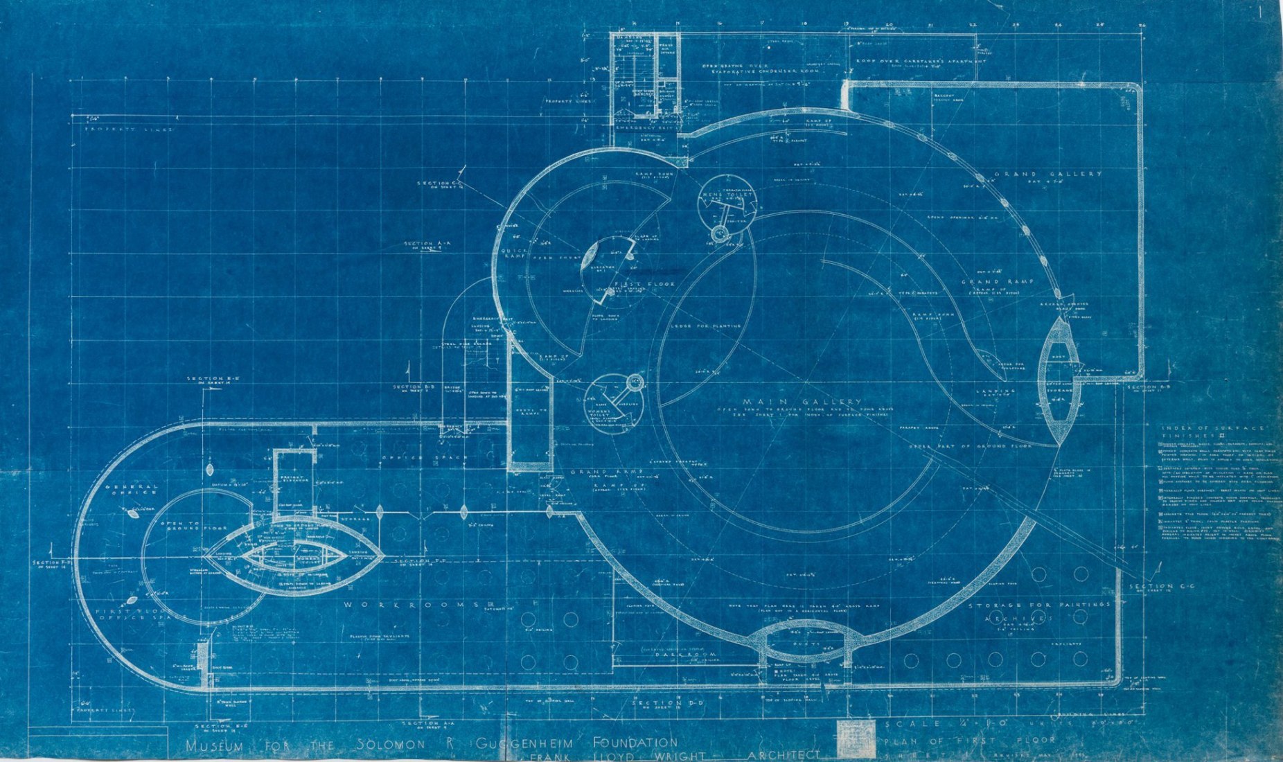 Frank Lloyd Wright's blueprints of the Guggenheim sheds additional ...