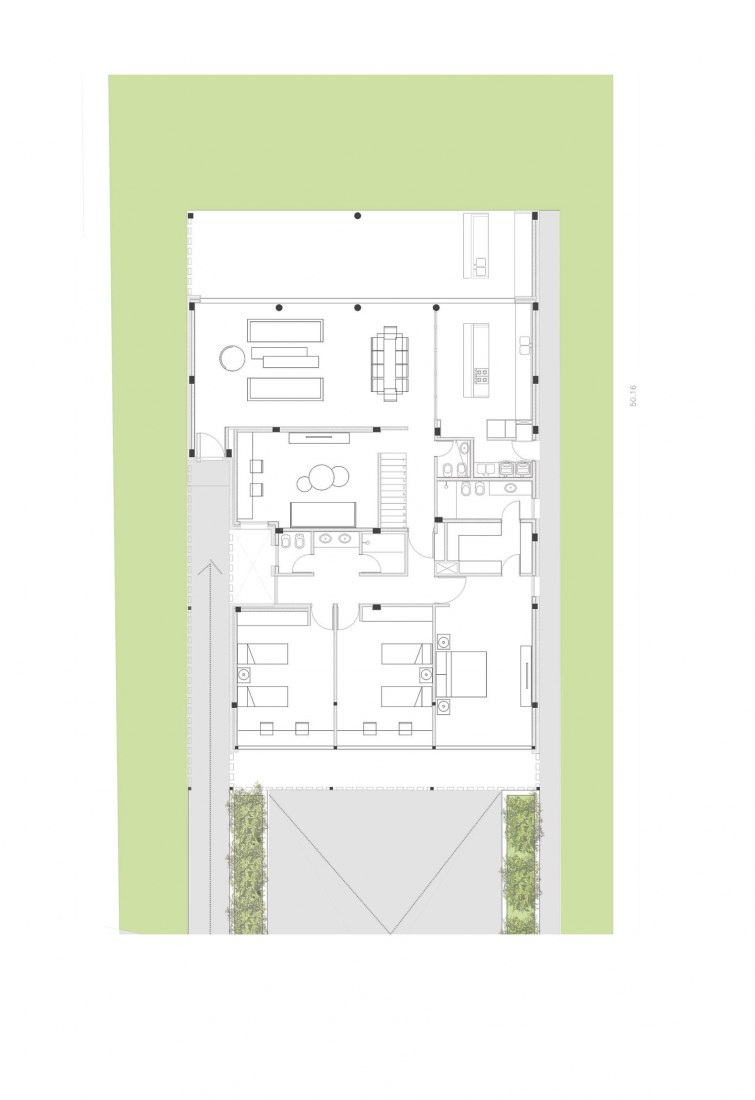 Superficies tramadas con ladrillo. Casa LLV por FLV Arquitectura ...