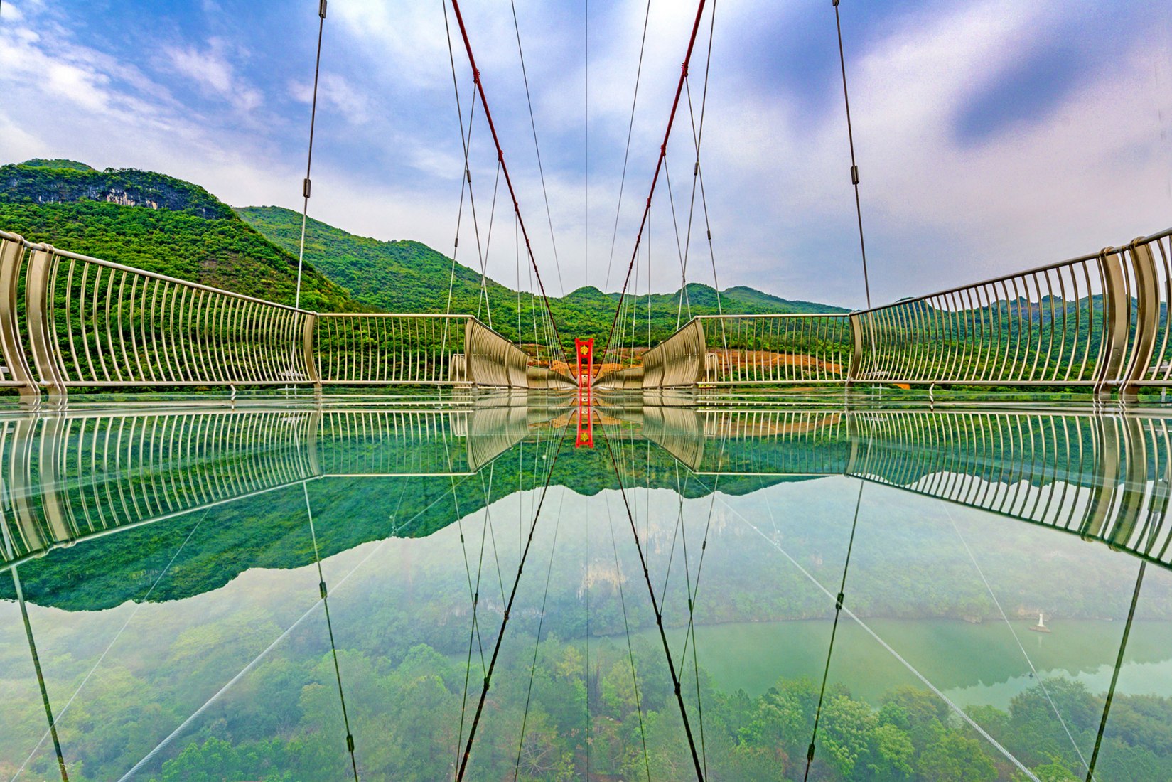 The Worlds Longest Suspension Glass Bridge In Huangchuan Three Gorges