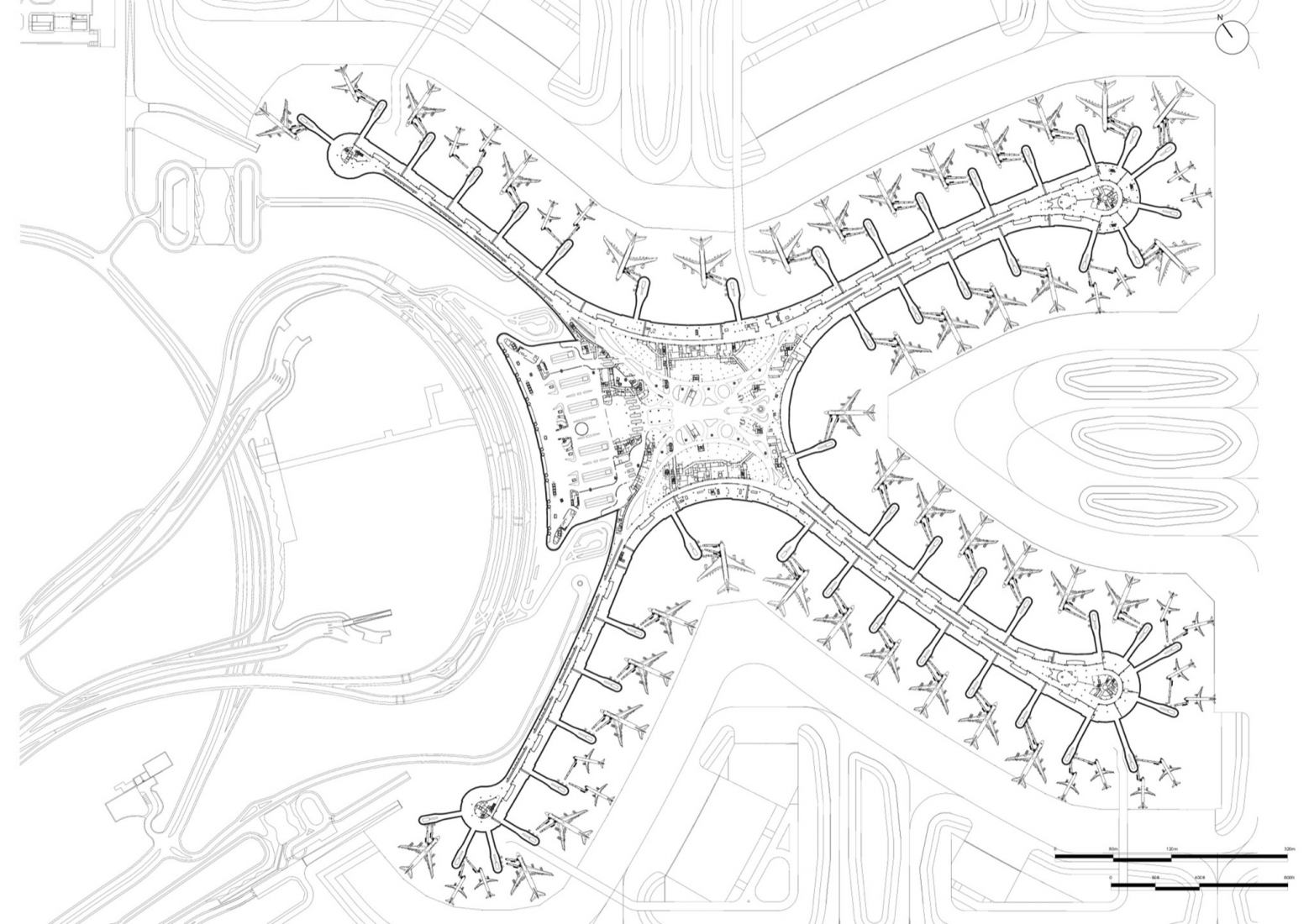 Terminal en forma de X. Aeropuerto Internacional Zayed por KPF | Sobre ...