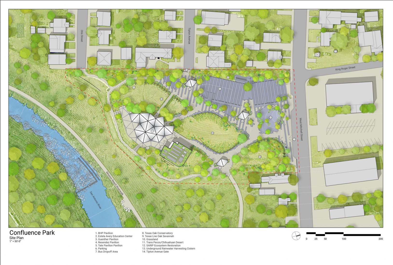 Rain-friendly architecture. Confluence Park San Antonio by Lake|Flato ...