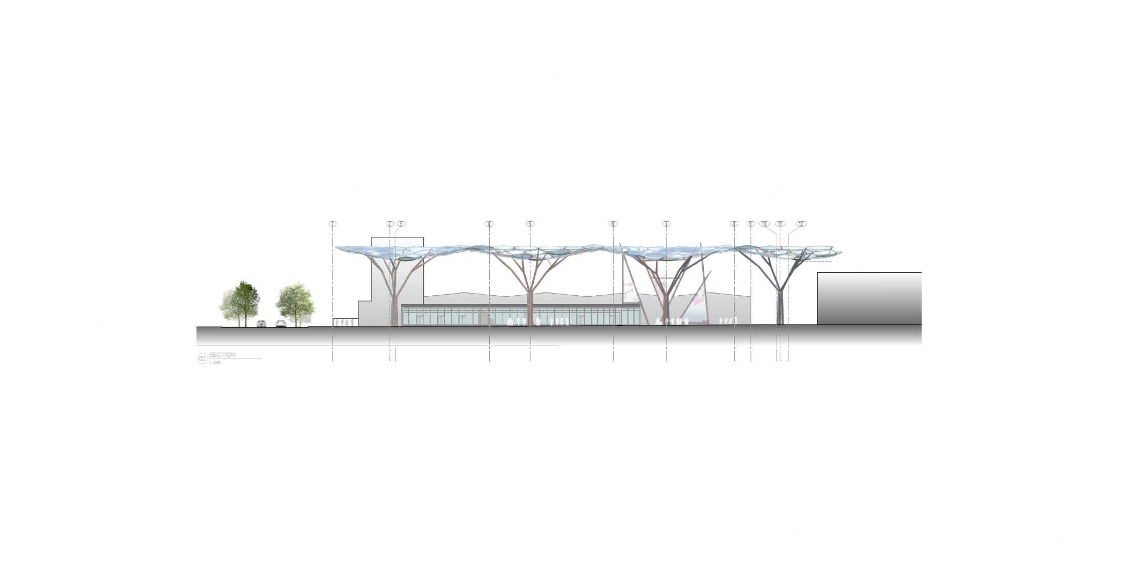 A forest of Voronoi modules with ETFE cushions. New Entrance Re ...