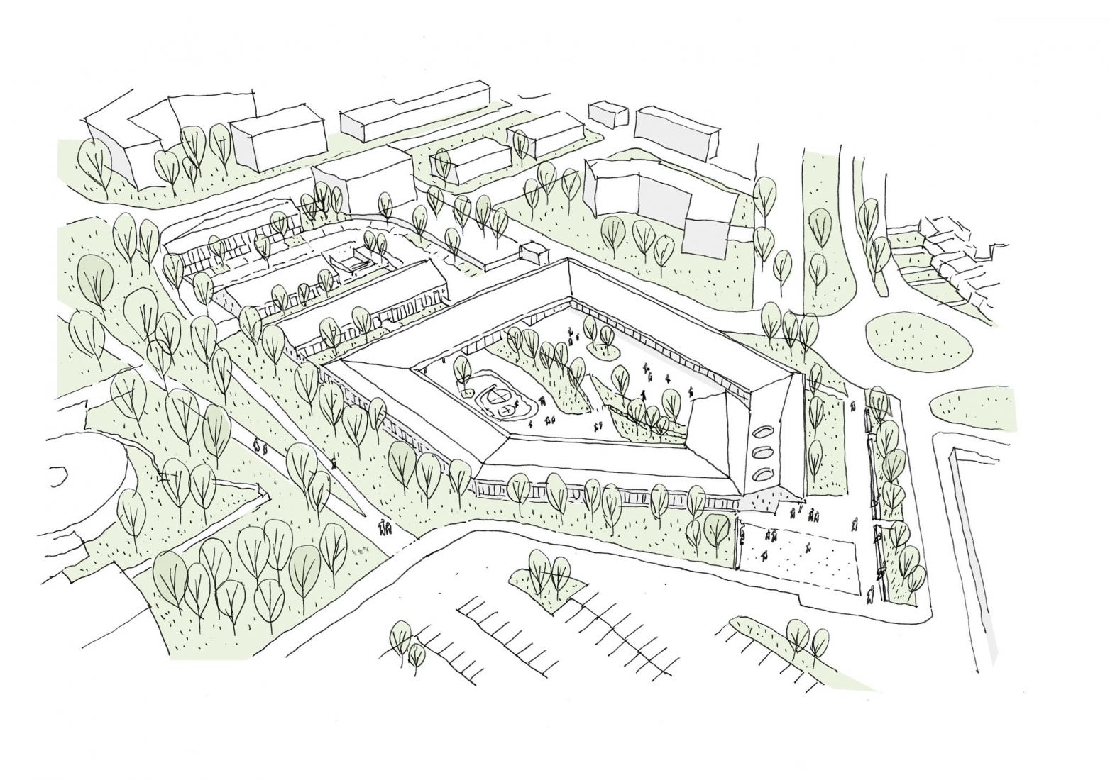 Combination of massiveness and porosity. School group Samuel Paty by ...