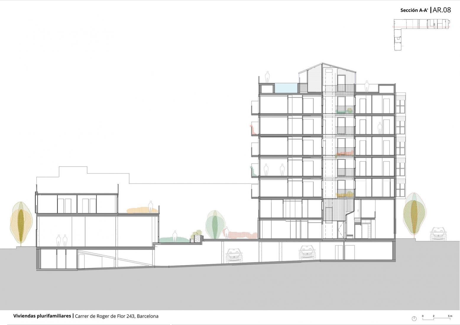 Estrategia bioclimática en casa. Edificio de viviendas en Calle Roger ...