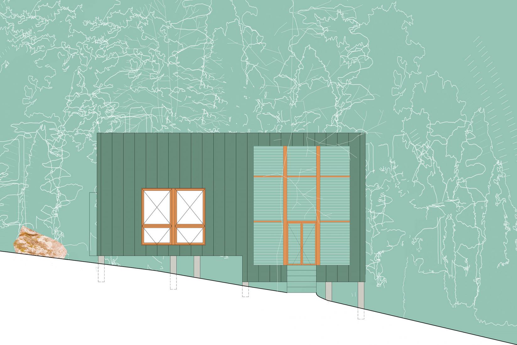 The scale of space such as a measure to look at nature. Forest Retreat ...