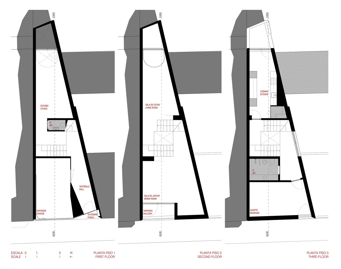 A staircase as a unit origami shaped. "Casa Vertical" by Tsou ...