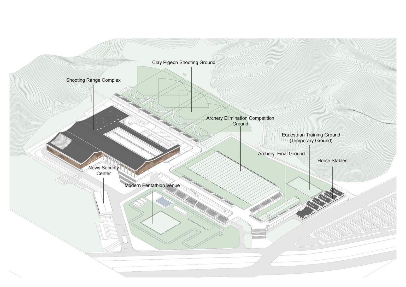 A landscape of terraces for the Asian games. Fuyang Yinhu Sports Center ...