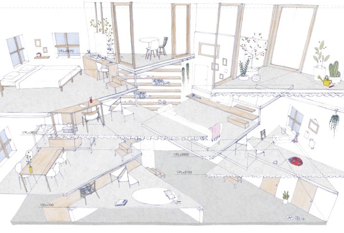 Unnecessary private rooms and storage space. House in Miyamoto by Tato ...