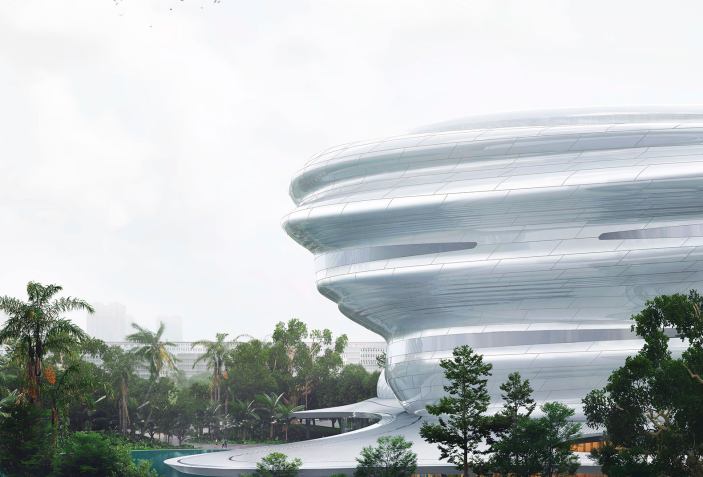 Close to the end of its construction stage. The Hainan Science Museum ...