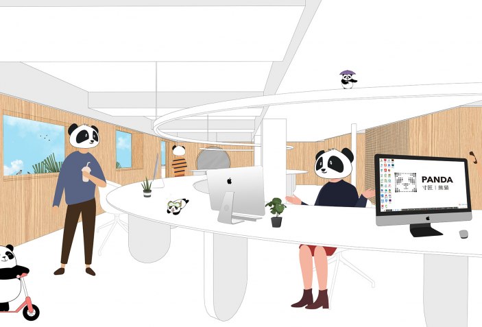 Around a white loop as workspace. CUN Panda Office by PANDA Design ...