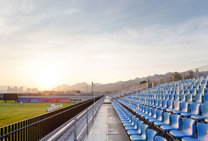 A landscape of terraces for the Asian games. Fuyang Yinhu Sports Center ...