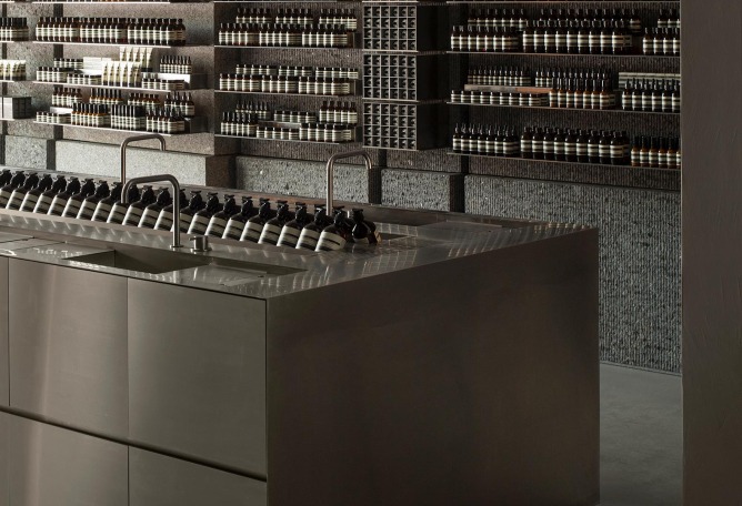 Stone, brass metal and concrete. Snøhetta Completes Aesop Pitt Street ...