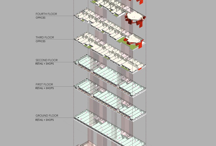 Yuxtaposición de color, volumen y geometría. Edificio Stellar por ...